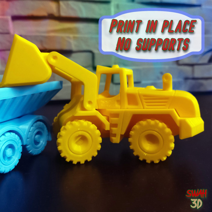 3D Printable WHEEL LOADER PRINT IN PLACE by Petr