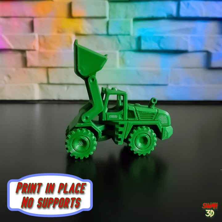 3D Printable WHEEL LOADER PRINT IN PLACE by Petr