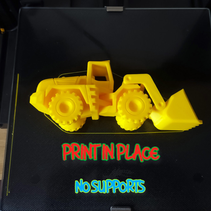 3D Printable WHEEL LOADER PRINT IN PLACE by Petr