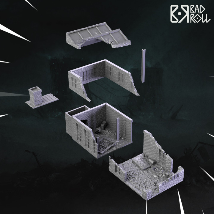 3D Printable Ruined Factory by Bad Roll Games