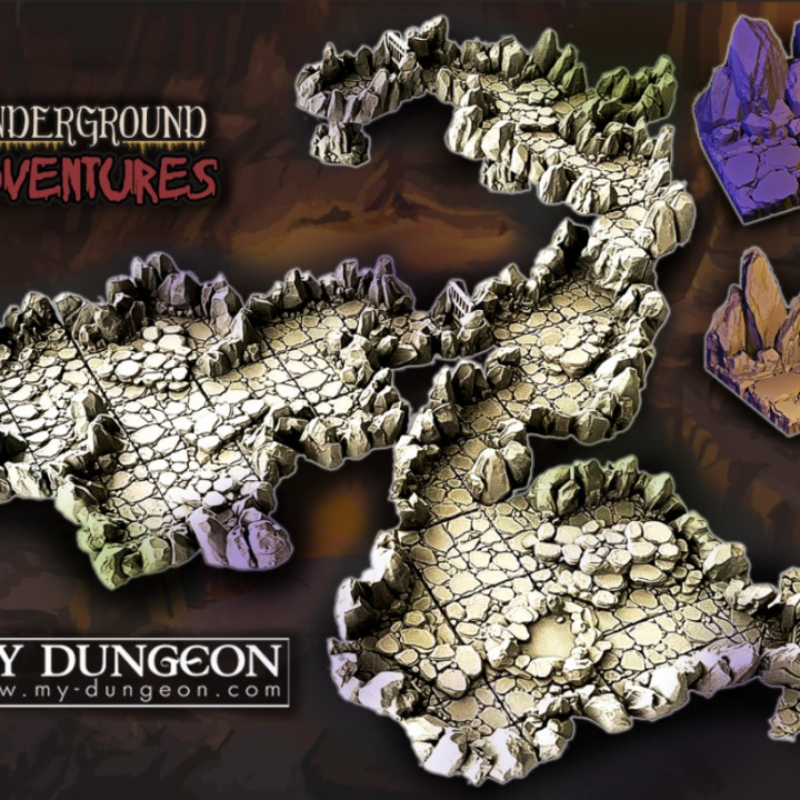 3D Printable Sample TIles Modular Cave for RPG by My Dungeon