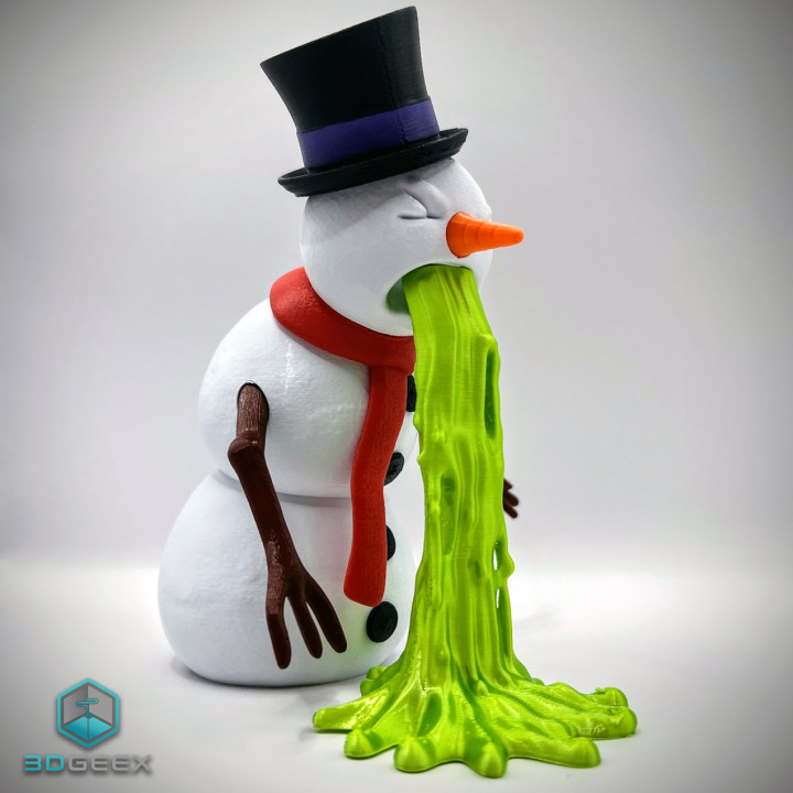 3D Printable Puking Snowman by 3DGeex