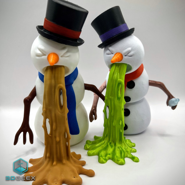 3D Printable Puking Snowman by 3DGeex