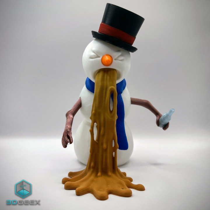 3D Printable Puking Snowman by 3DGeex