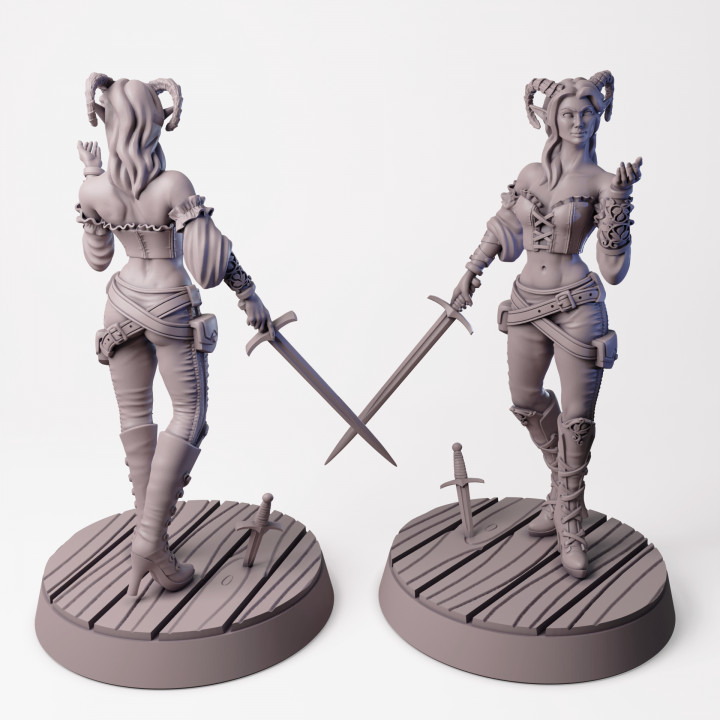 3D Printable Tiefling Rogue | Two Poses & Tail/No Tail Options| RPG Hellspawn Hero Mini With ...