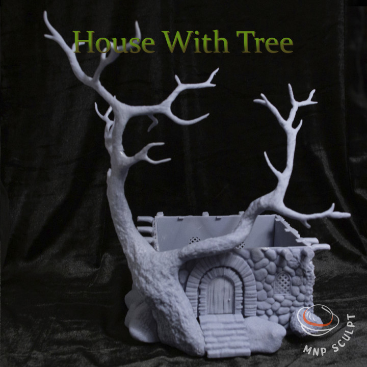 3D Printable House With Tree by MNP Sculpt