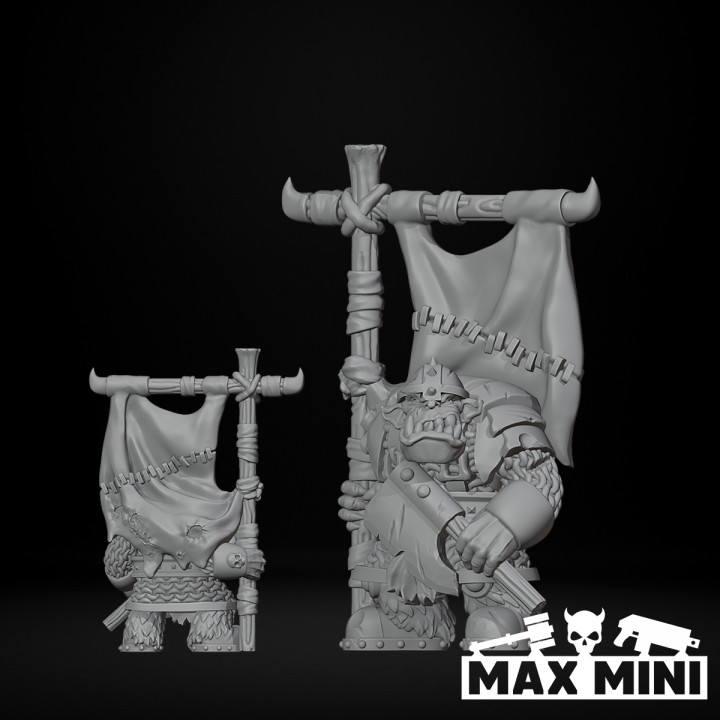 3D Printable Orc Warriors Command by Max Mini