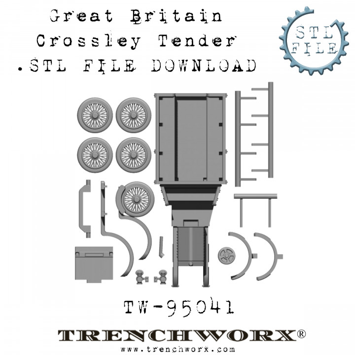 3D Printable British Crossley Tender by Trenchworx LLC