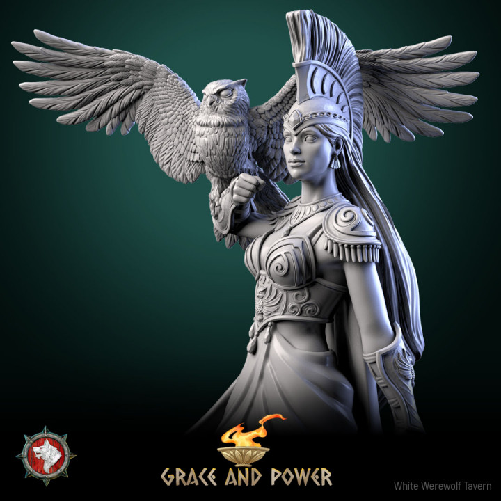 3D Printable Athena 32mm and 75mm heroic miniature pre-supported by ...