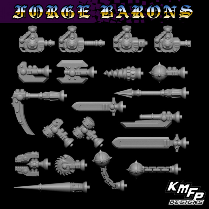 3D Printable Forge Barons - Battle Knight Weapon Upgrades 2 by KMFP Designs