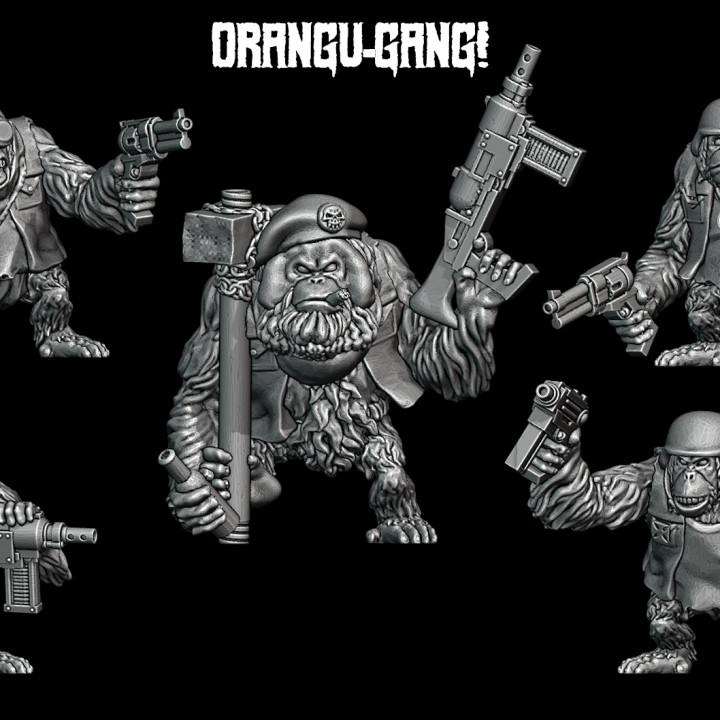 3D Printable Orangu-gang ape bandits by Red Nebular