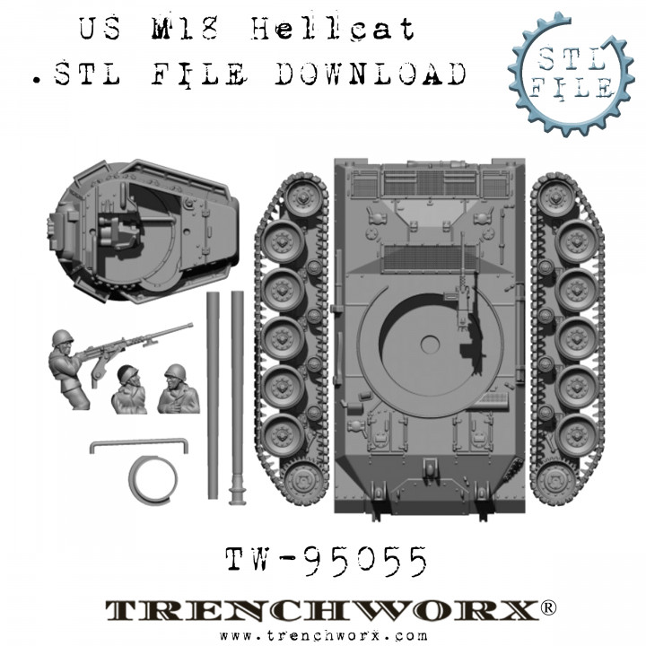 3D Printable M18 Hellcat and Crew by Trenchworx LLC