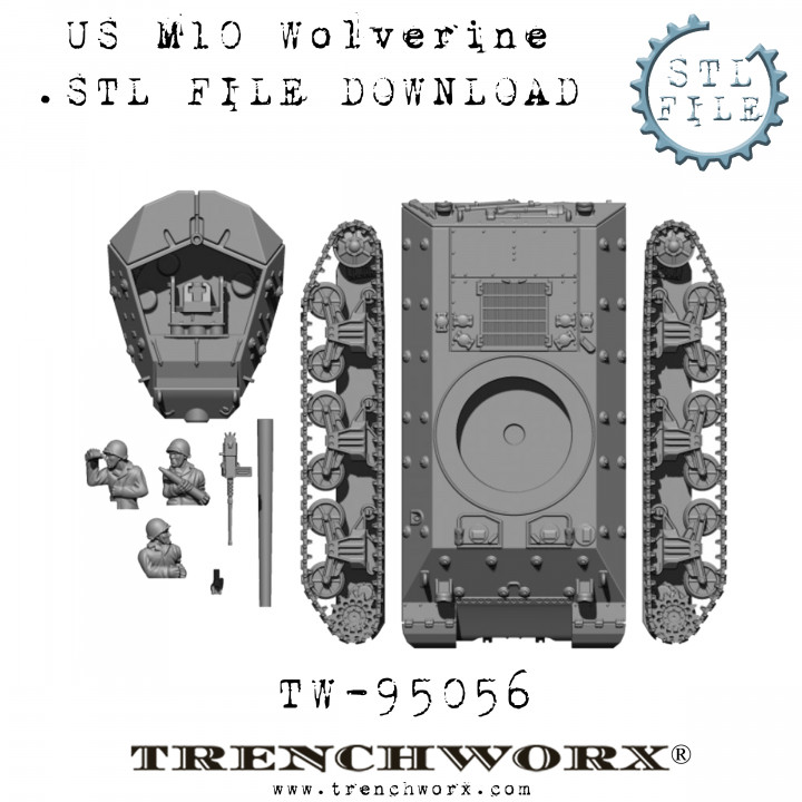 3D Printable US M10 Wolverine and Crew by Trenchworx LLC