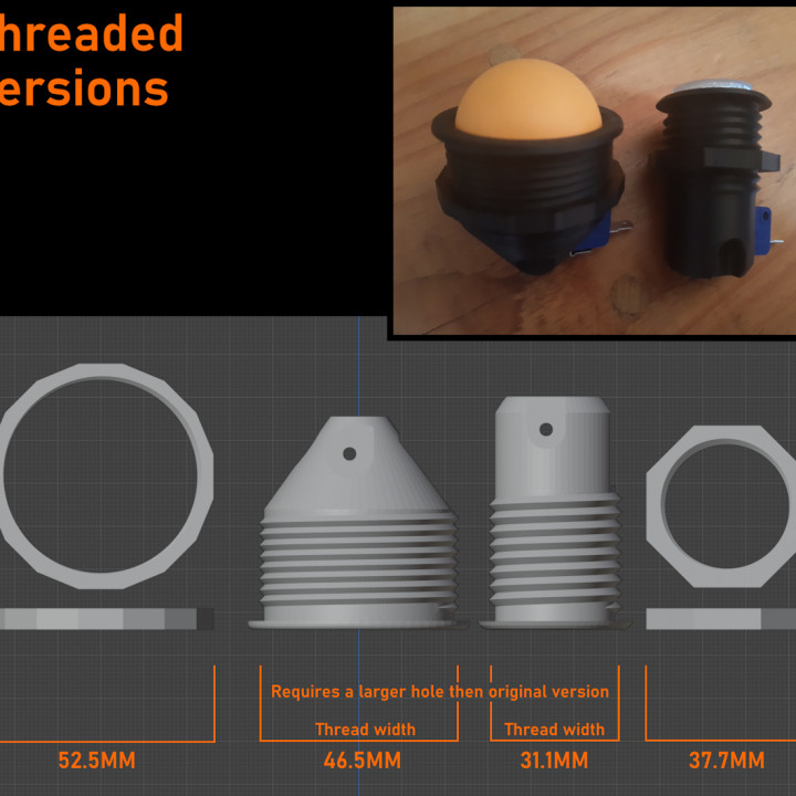 3d Printable 28mm Arcade Push Button Stl Version By Adam Freeman