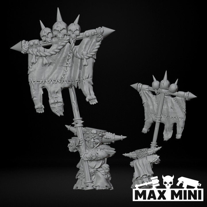 3D Printable Halfling Vampire Battle Standard by Max Mini
