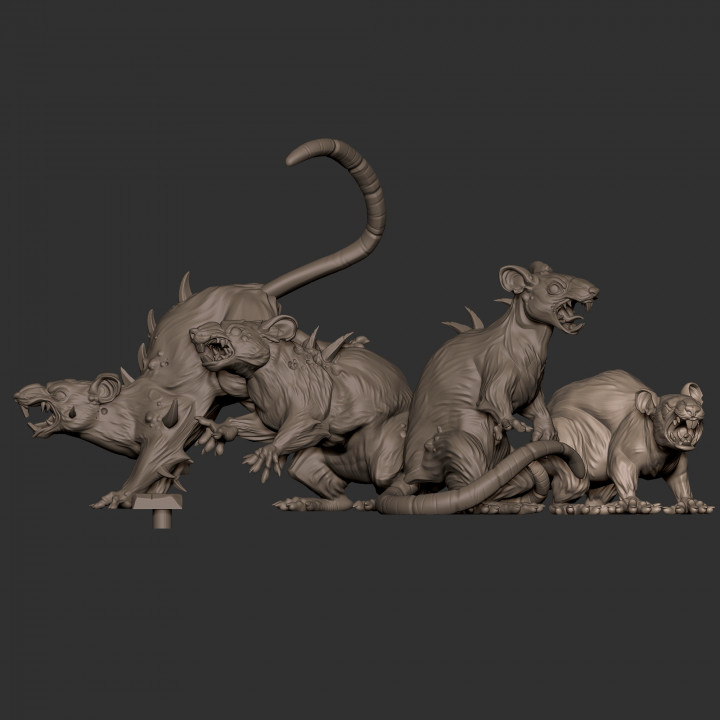3D Printable Giant Rats (Graveyard Minions) (4 Models) by Bite the Bullet