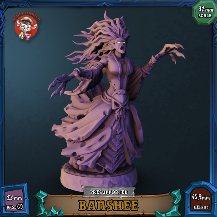 3D Printable Banshee - 32mm scale pre-supported miniature by SCULPTOONER
