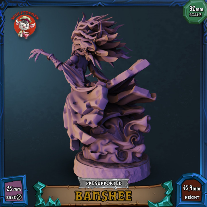 3D Printable Banshee - 32mm scale pre-supported miniature by SCULPTOONER