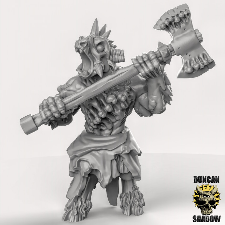 3D Printable PestiGor with Great Weapons Beastmen (Pre Supported) by ...