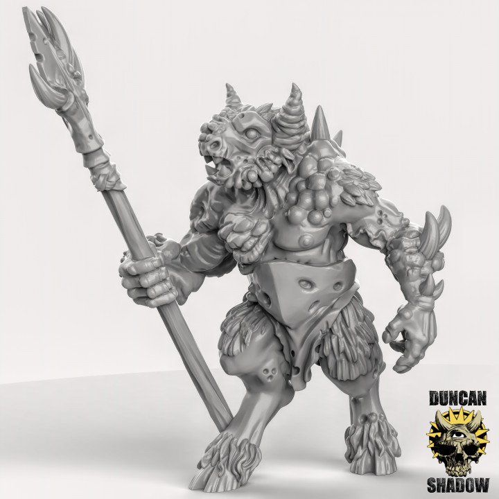 3D Printable PestiGor Beastmen with Spears (Pre Supported) by Duncan Shadow