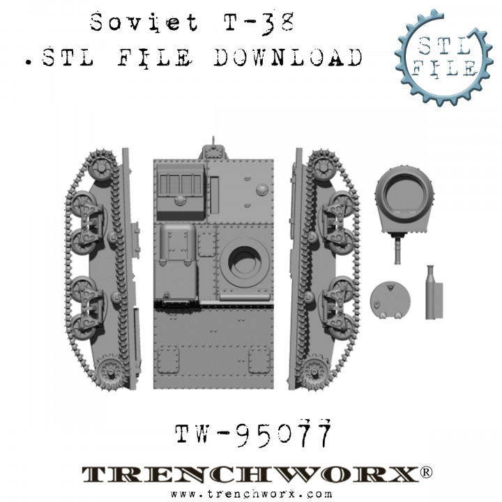 3D Printable Soviet T-38 Tankette by Trenchworx LLC