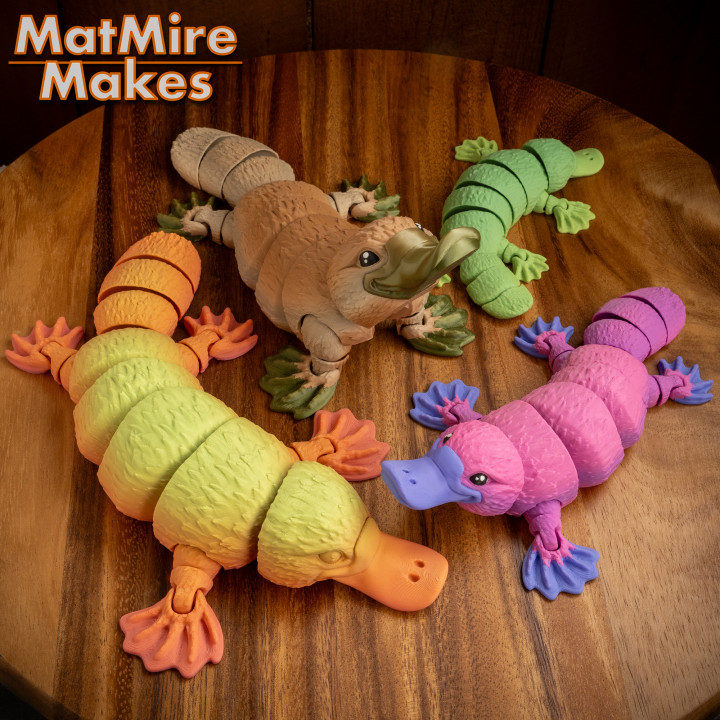 3D Printable Platypus, Articulated fidget, Print-In-Place, Cute Animal ...