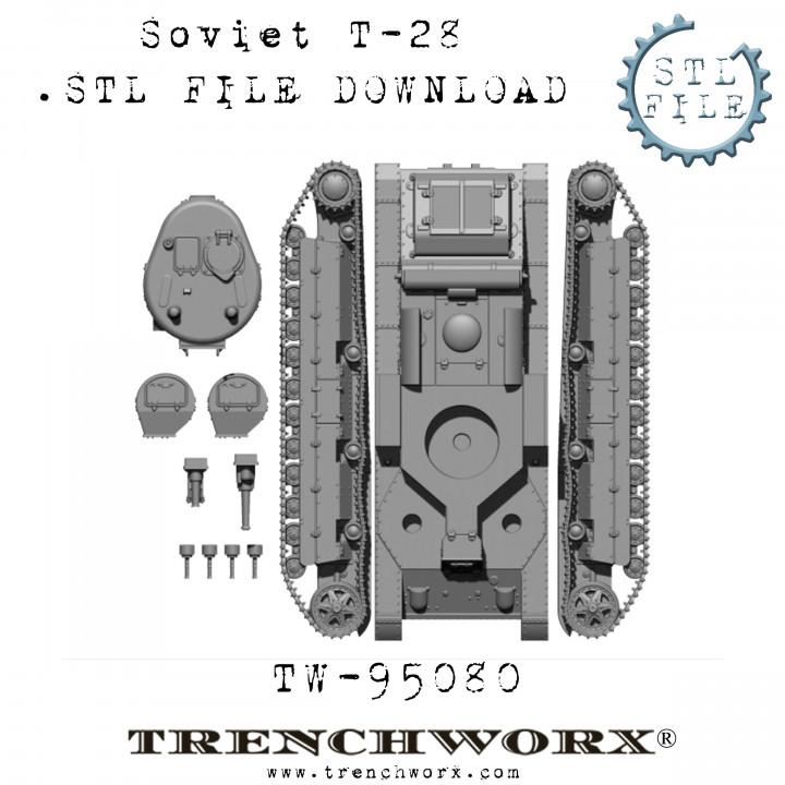 3D Printable Soviet T-28 by Trenchworx LLC