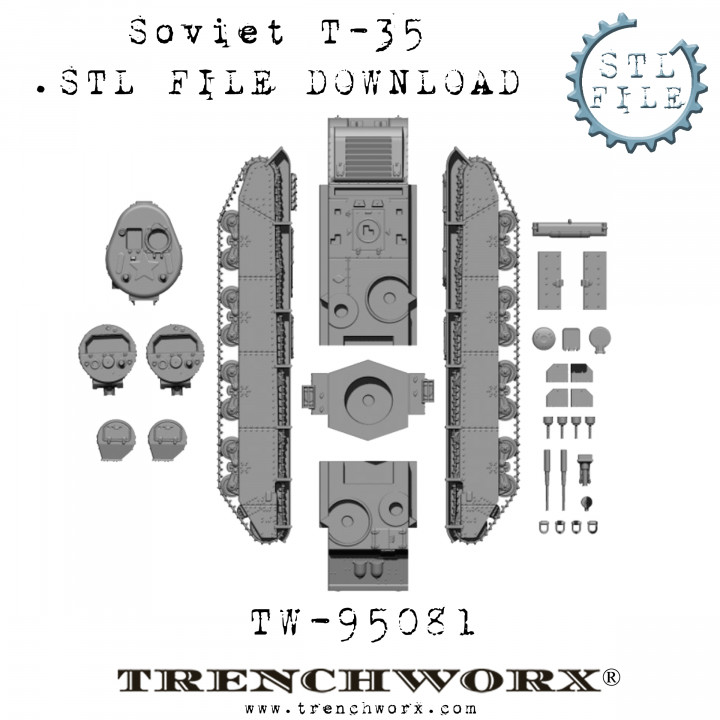 3D Printable Soviet T-35 by Trenchworx LLC