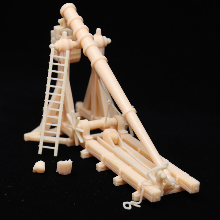 3D Printable Fantasy Trebuchet Set by Silveraxesmodeling