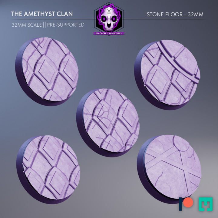 3D Printable The Amethyst Clan | Stone Floor Bases by Blackcrest Miniatures