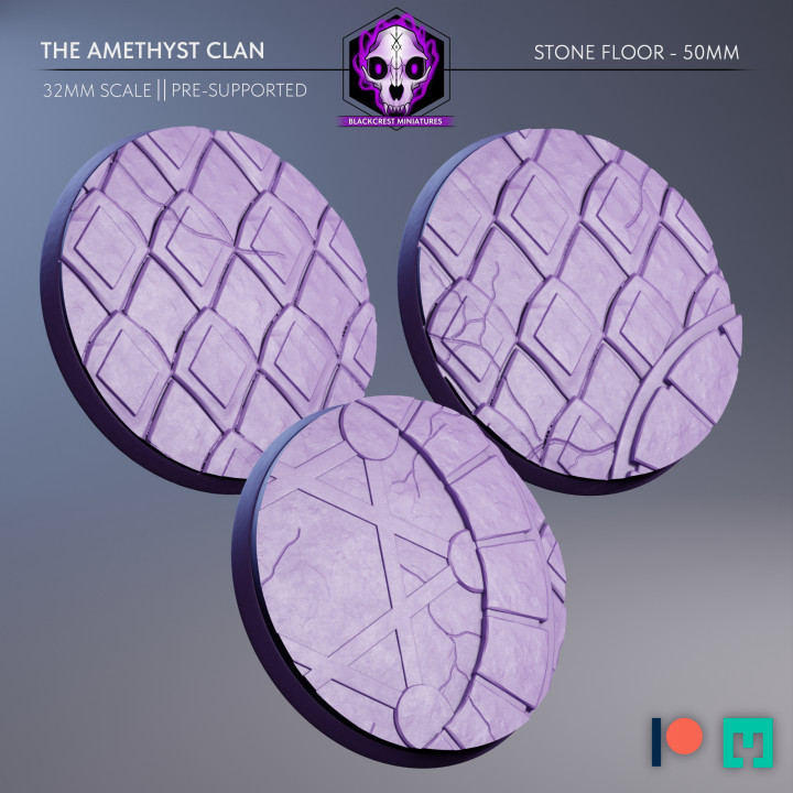 3D Printable The Amethyst Clan | Stone Floor Bases by Blackcrest Miniatures