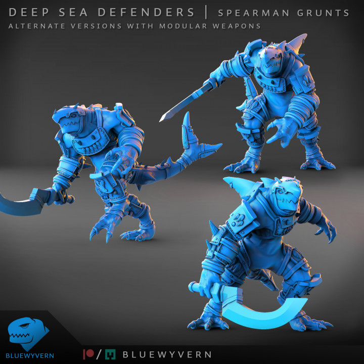 3D Printable Deep Sea Defenders - Spearman Grunts (Modular) by BlueWyvern