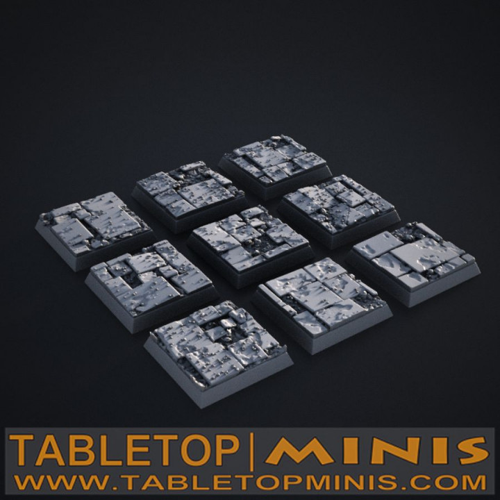 3D Printable Broken Tiles 30x30mm Square Bases by TableTopMinis
