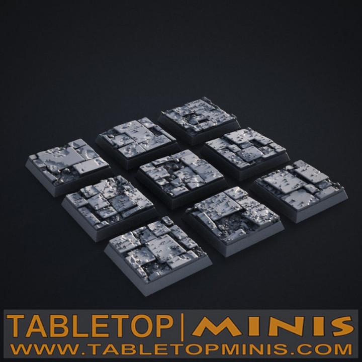 3D Printable Broken Tiles 30x30mm Square Bases by TableTopMinis