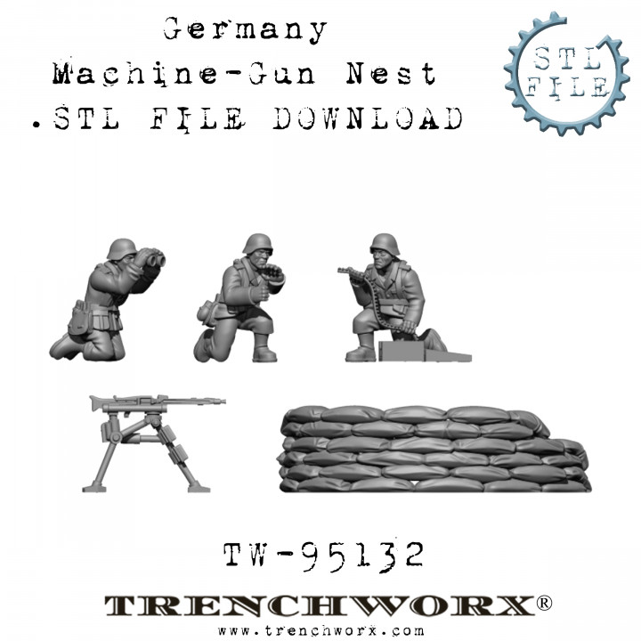 3D Printable German MG-42 Machine Gun Nest by Trenchworx LLC