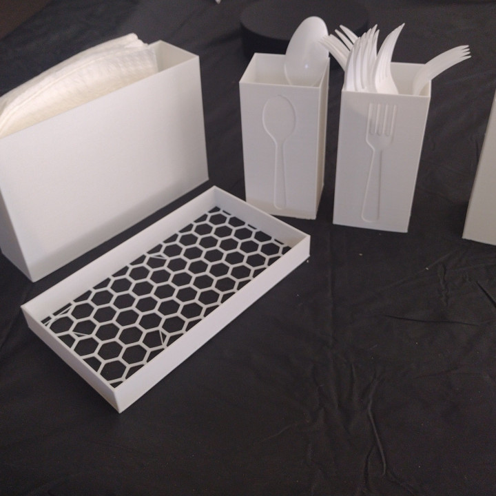 3D Printable Modular Holder For Napkin Spoon Fork and Knife by luis jimenez