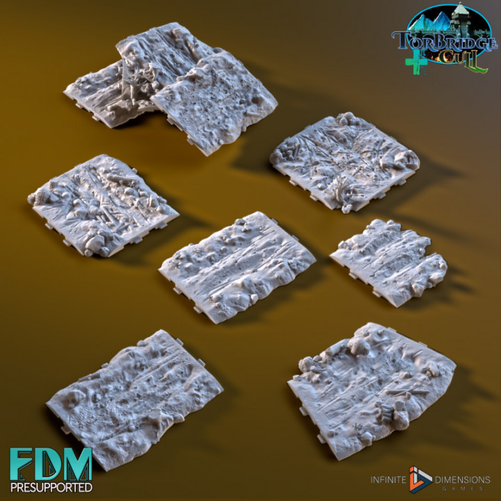 3D Printable Modular Mud Roads (Core Set) by Infinite Dimensions Games