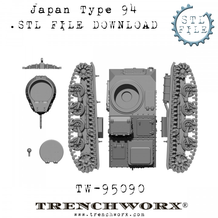 3D Printable Japanese Type 94 Tankette by Trenchworx LLC