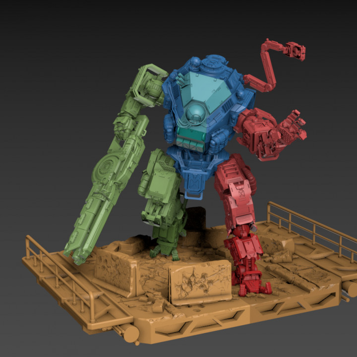 3D Printable Big Particle Robot Static Pose Set 100mm (approx. height) by Extra Guy