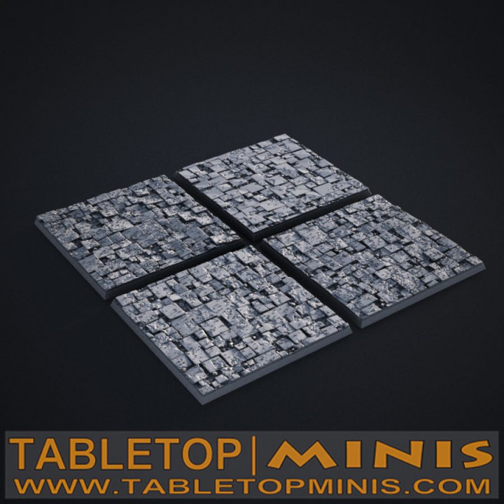 3D Printable Broken Tiles 100x100mm Square Bases by TableTopMinis