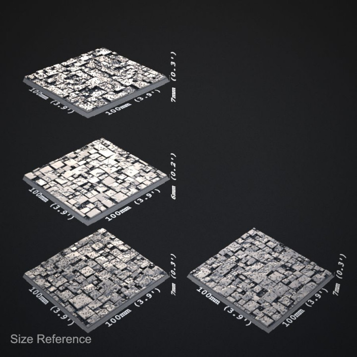 3D Printable Broken Tiles 100x100mm Square Bases by TableTopMinis