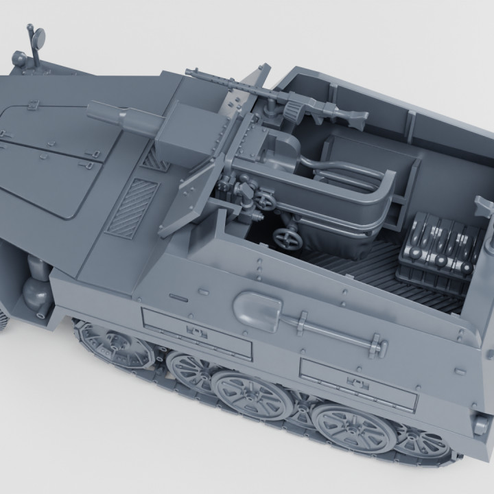3D Printable Half-track Sd.Kfz.250/8 Leichte Schützenpanzerwagen (7.5cm) + Crewmen (Germany, WW2 ...