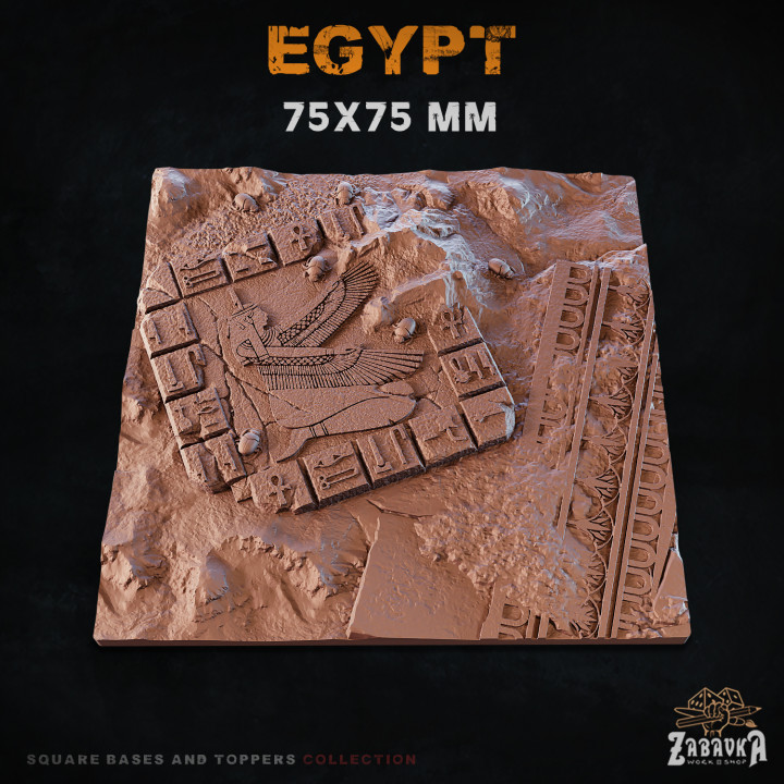 3D Printable Egypt - Bases and Toppers (Square) by Zabavka Workshop