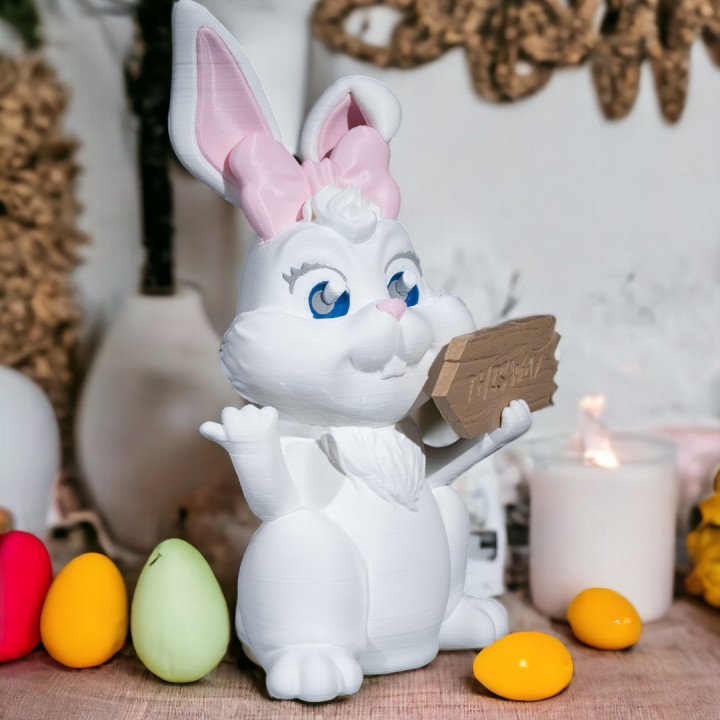 3D Printable This Way Bunny Sign by Stlflix