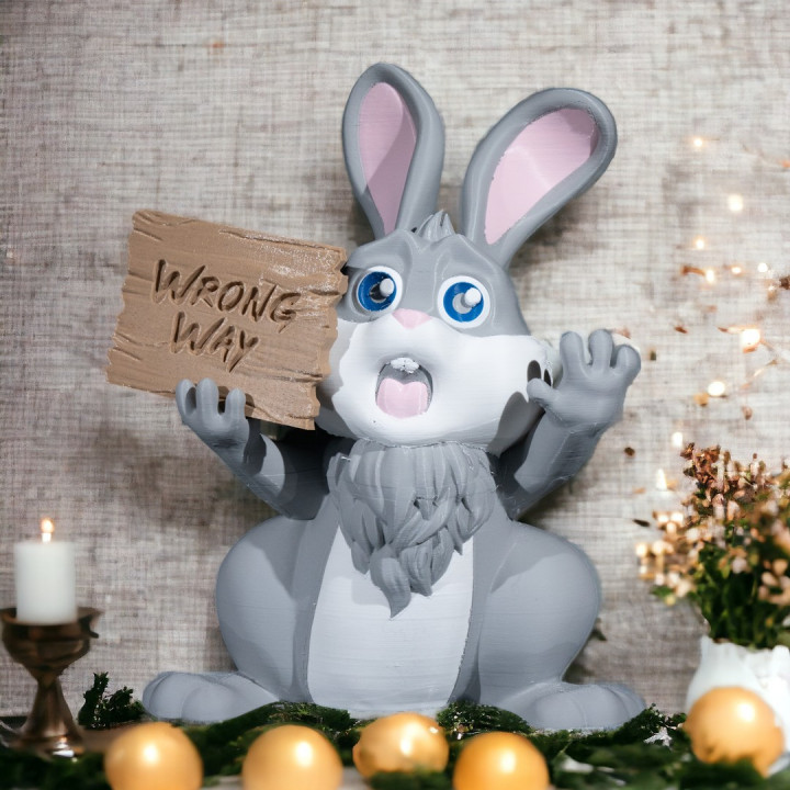 3D Printable Wrong Way Bunny Sign by Stlflix