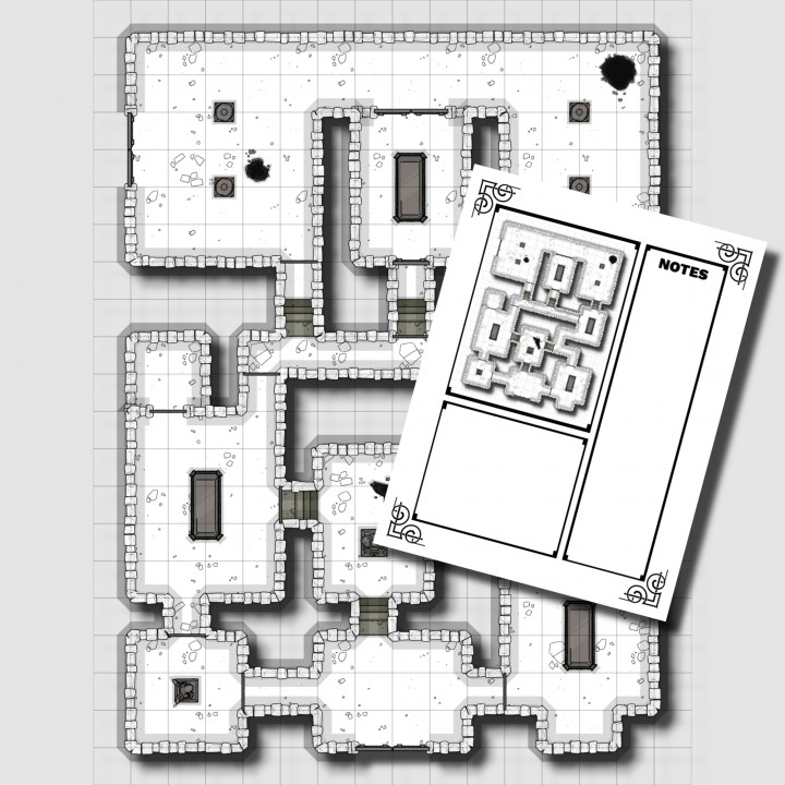3D Printable The Whispering Crypt - Session Dungeon Map by August McDaniel