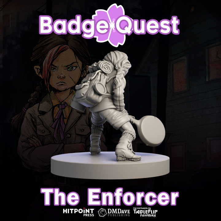 3D Printable BADGE QUEST - The Enforcer Brave Blossom by Hit Point Press