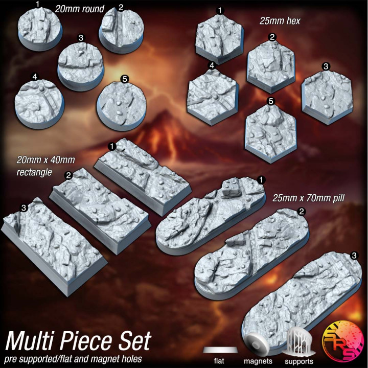 3D Printable Volcano Bases (Expansion) by Sync Ratio Systems