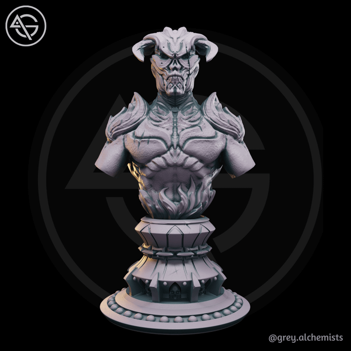 3D Printable Miniature Bust - Flaming Demon, Fantasy DnD Monster Bust ...