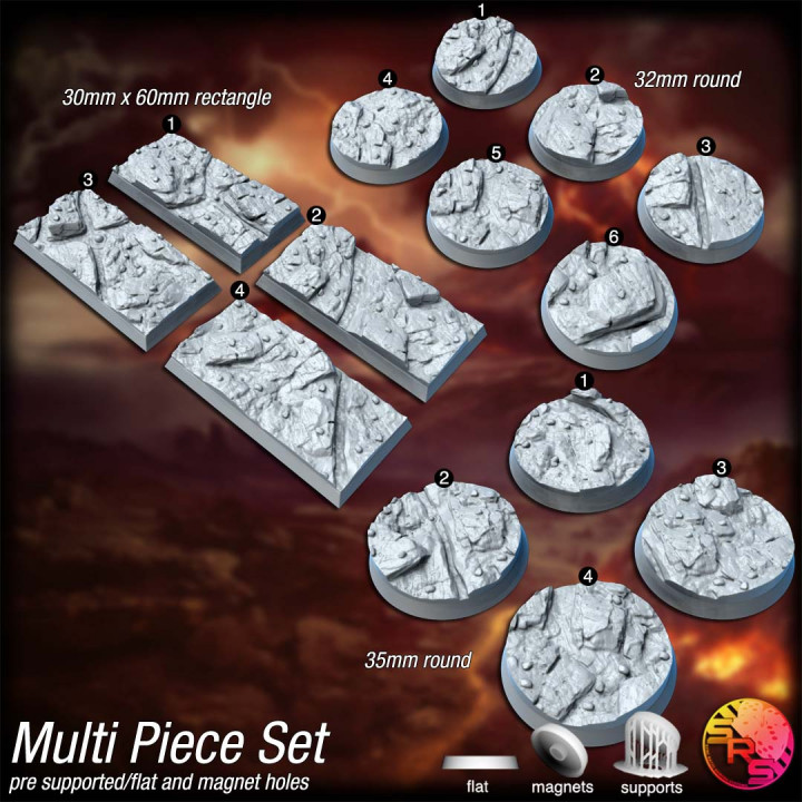 3D Printable Volcano Bases (Standard) by SRS Studios